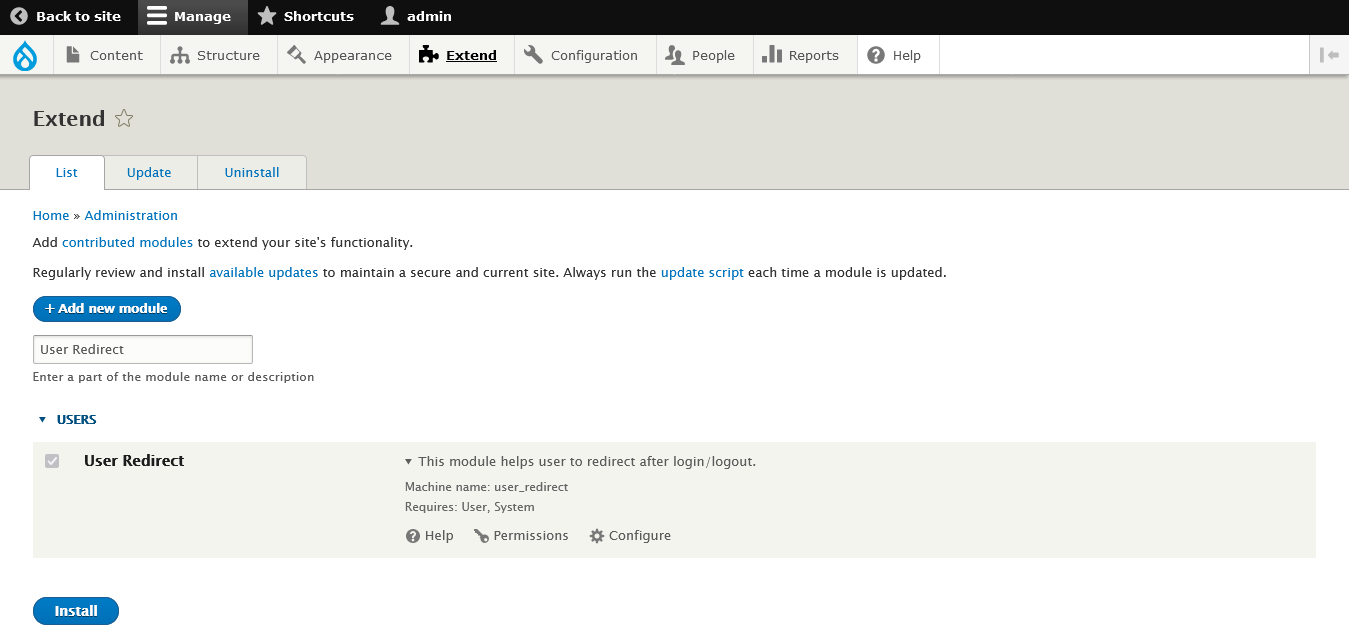 User Redirect (redirect user after login/logout) | Drupal.org User Redirect (redirect user after login/logout) | Drupal.org